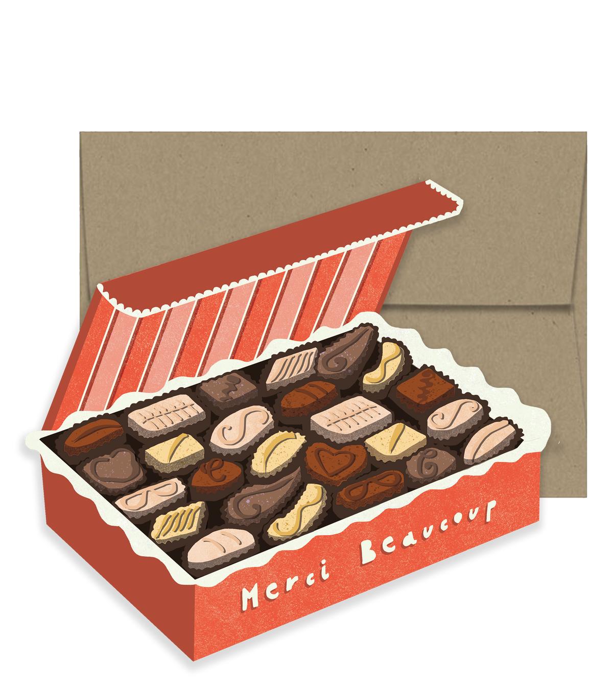 Merci Chocolate Box Amour Collection - Die Cut Card – Golden Age Design